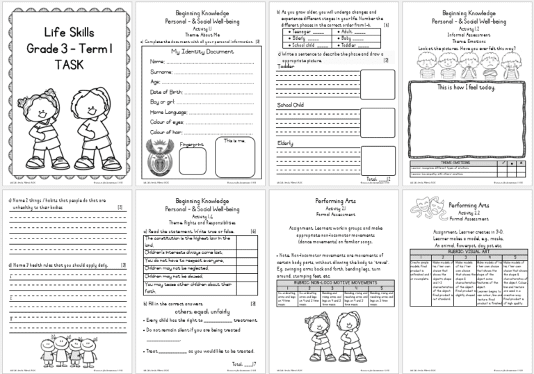(2022) Grade 3 Life Skills Term 1 ASSESSMENT - My Klaskamer
