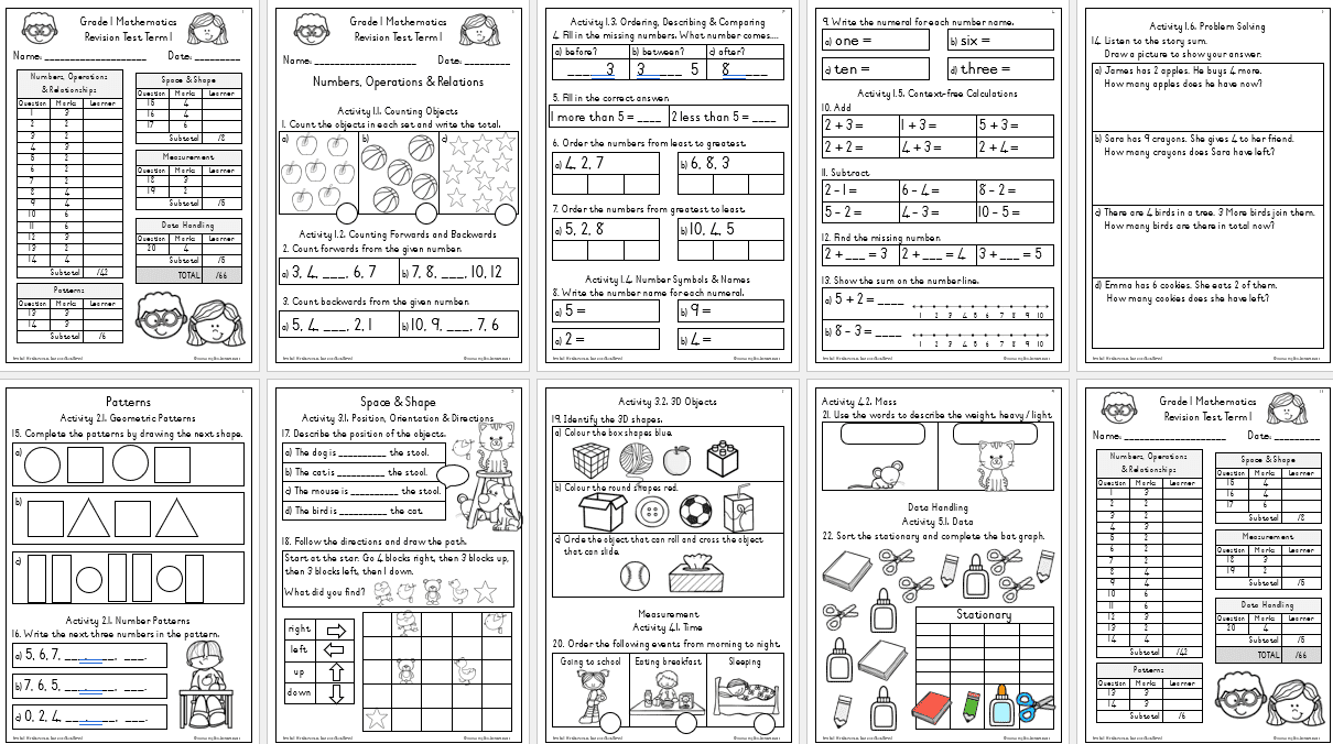 (2024) Grade 1 Mathematics Term 1 ASSESSMENT - My Klaskamer