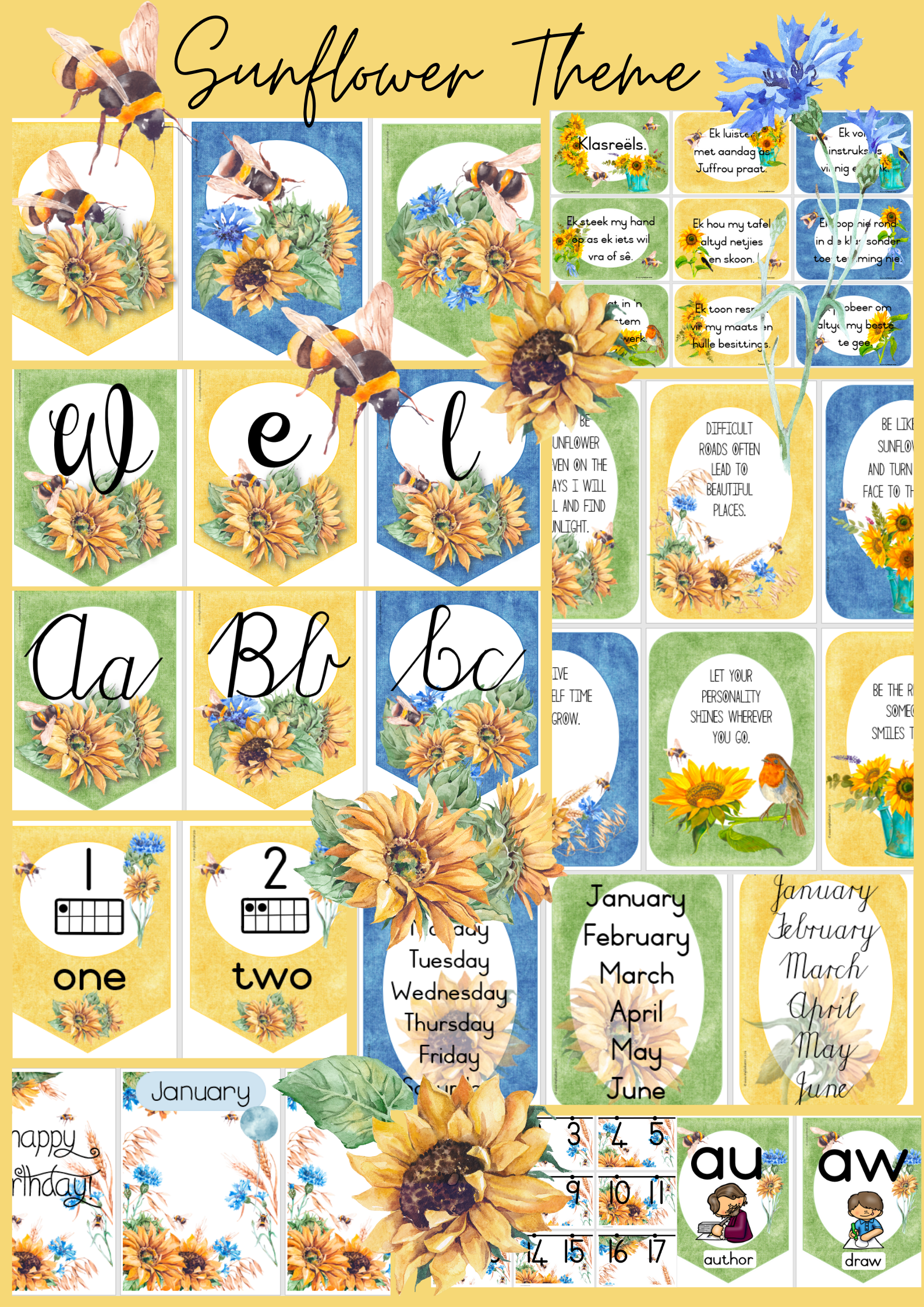 Sunflowers Classroom Theme - My Klaskamer
