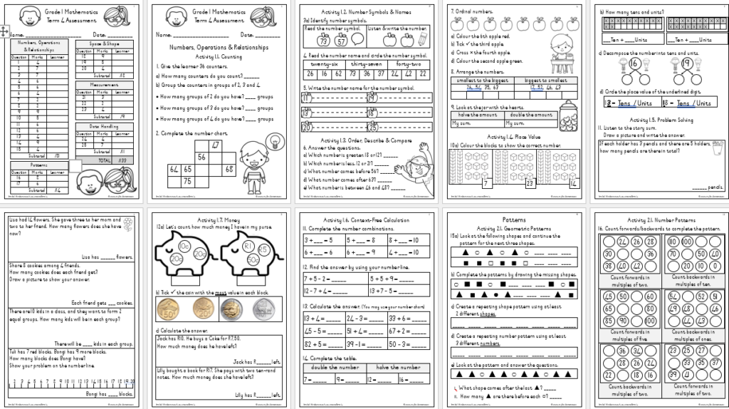 (2024) Grade 1 Mathematics Term 4 ASSESSMENT - My Klaskamer