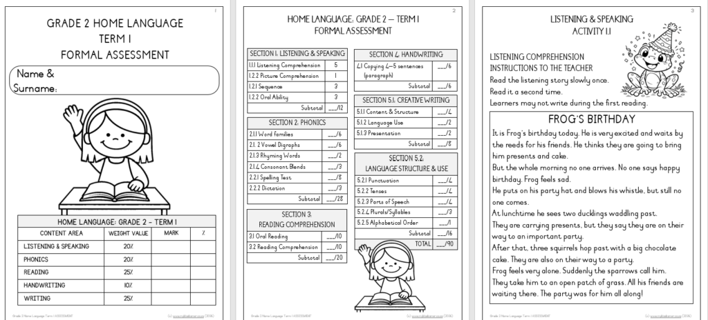(2026) Grade 2 Home Language Term 1 Assessment - My Klaskamer